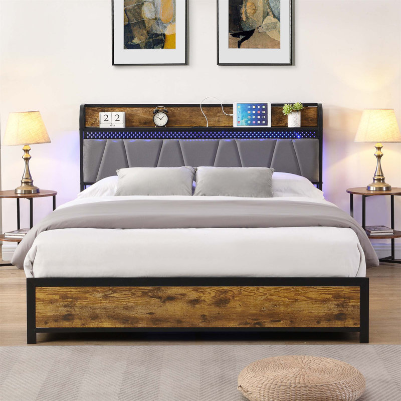 17 Stories Black Brown Grey Bed Wayfair